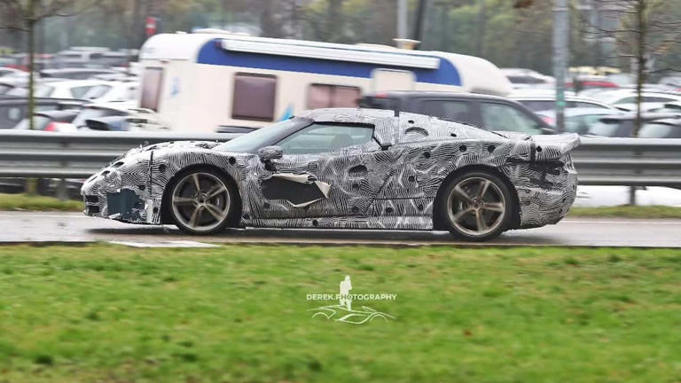 New Ferrari Supercar Spied with Comically Chunky Camouflage