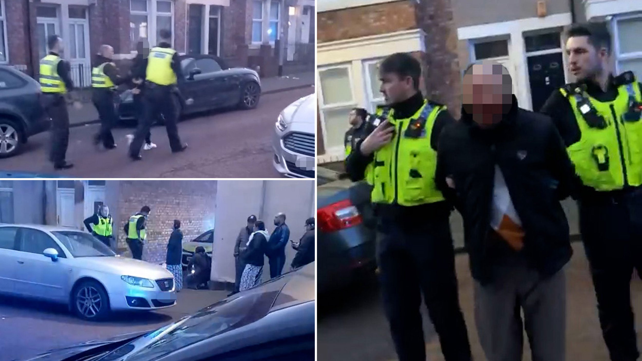 Huge street fight breaks out between several people and police