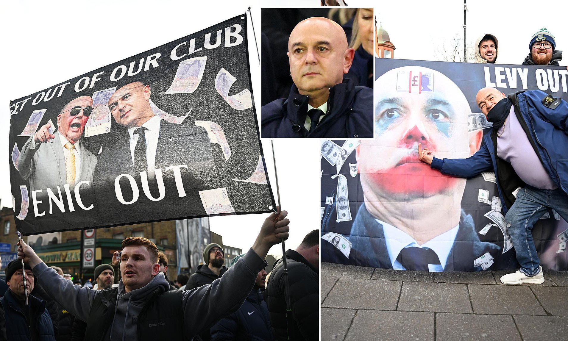 Tottenham fans protest in their THOUSANDS against Daniel Levy ahead of ...