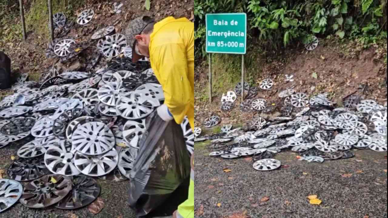 Accumulation of loose hubcaps poses a safety risk on a stretch of ...