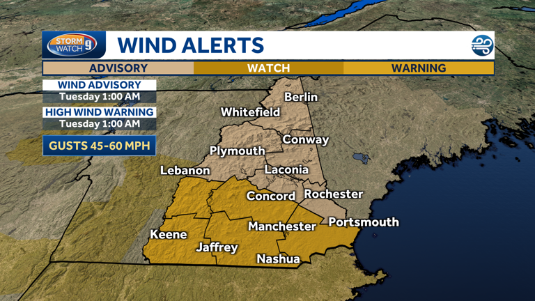 High wind warning issued: Very strong wind gusts expected in New Hampshire