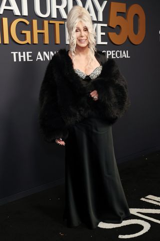 Cher, 78, Wows in a Plunging Crystal Black Gown at “SNL” 50th ...