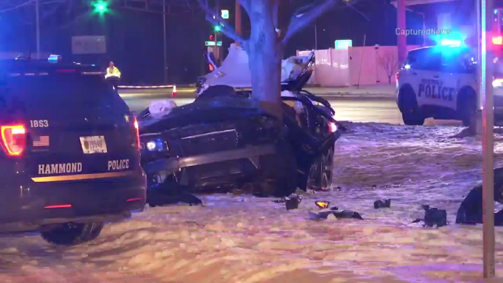 Man killed when car slides into tree in Hammond, Indiana