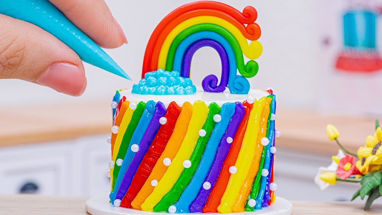 Satisfying Rainbow Cake Beautiful Miniature Rainbow Cake Decorating Ideas