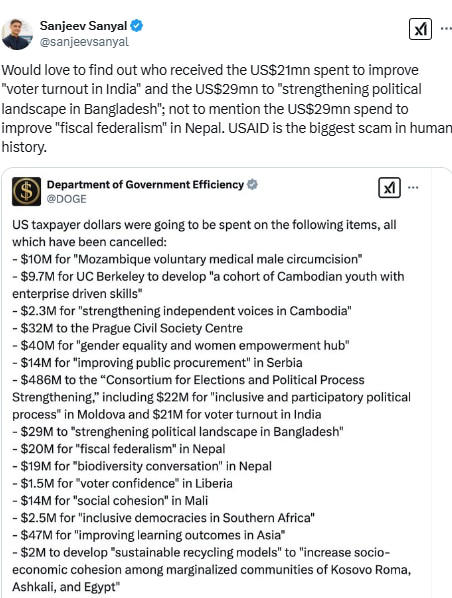PM adviser calls USAID 'biggest scam' as DOGE cuts India's 'voter turnout' funds