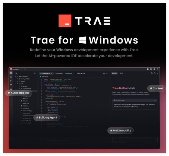 字节跳动 AI 中文 IDE Trae已支持 Windows 系统