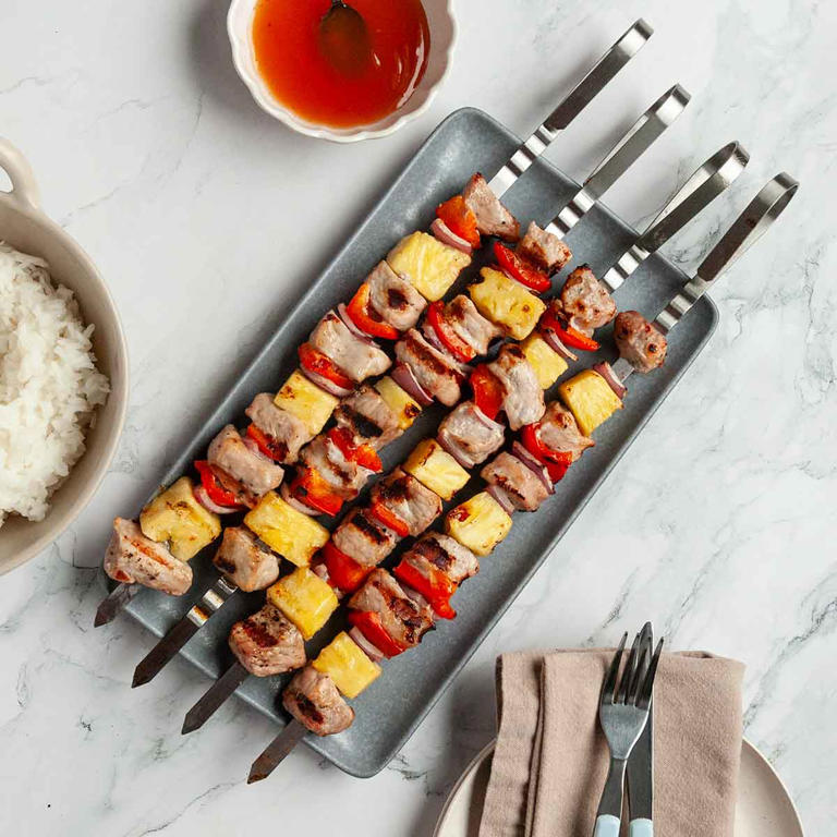 Sweet and Sour Pork Skewers on the Grill