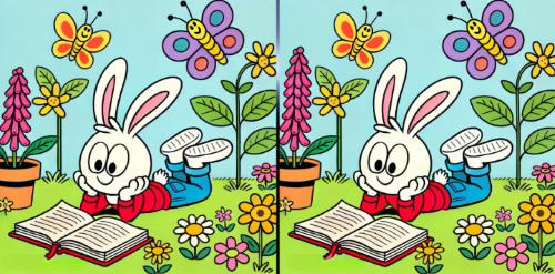 Spot the 3 Differences in Bunny Reading a Book– Beat the 17-Second ...