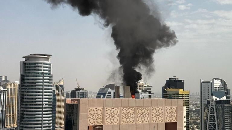 Dubai’s Dream Tower on fire as residents see flames erupting from roof