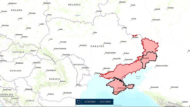 Timelapse map of Russian occupation of Ukraine since 2022 invasion