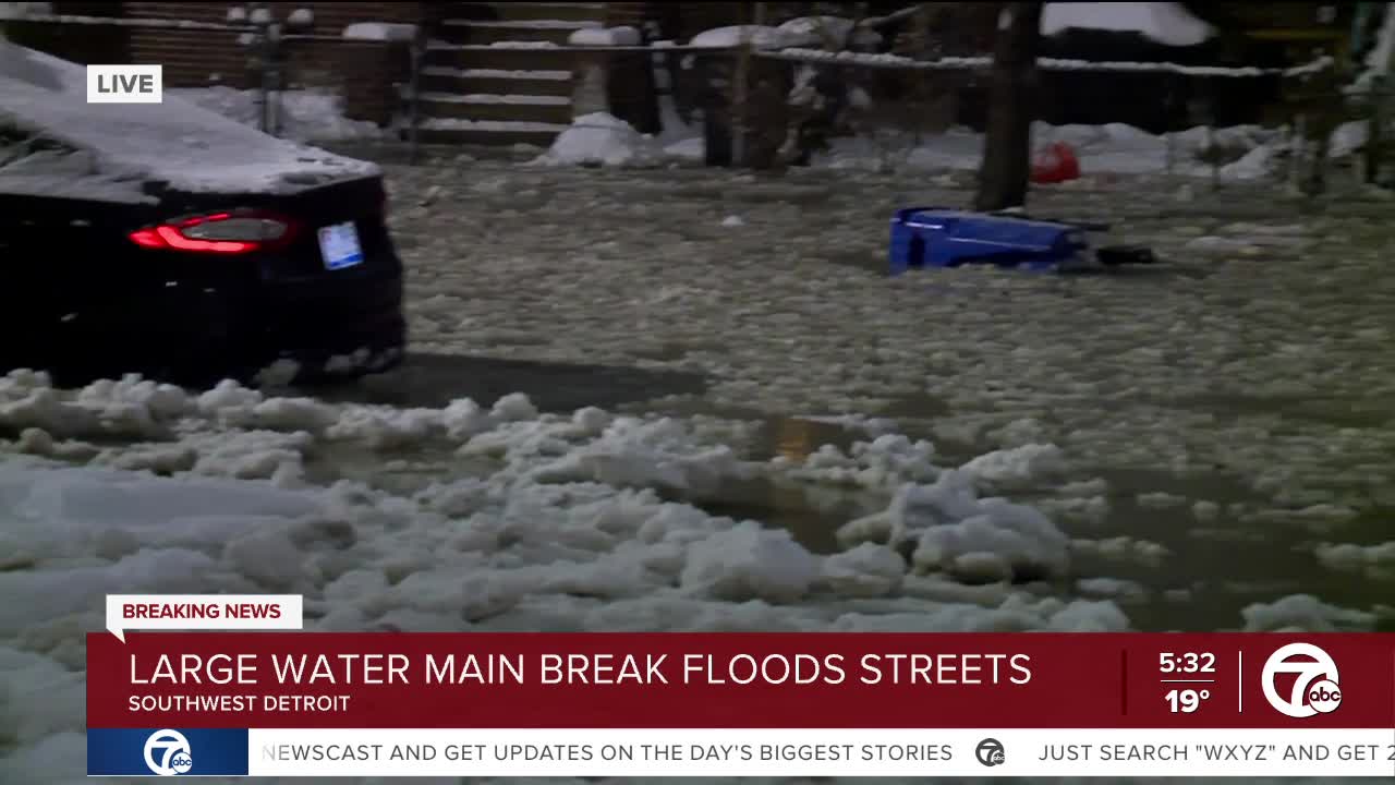 Neighborhood in Southwest Detroit flooded after water main break