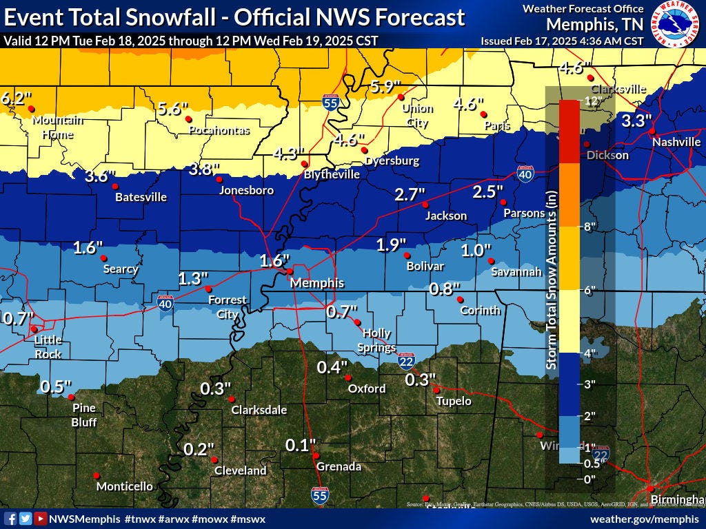 Winter storm watch starts Tuesday: Snow, single digit temps in Memphis ...