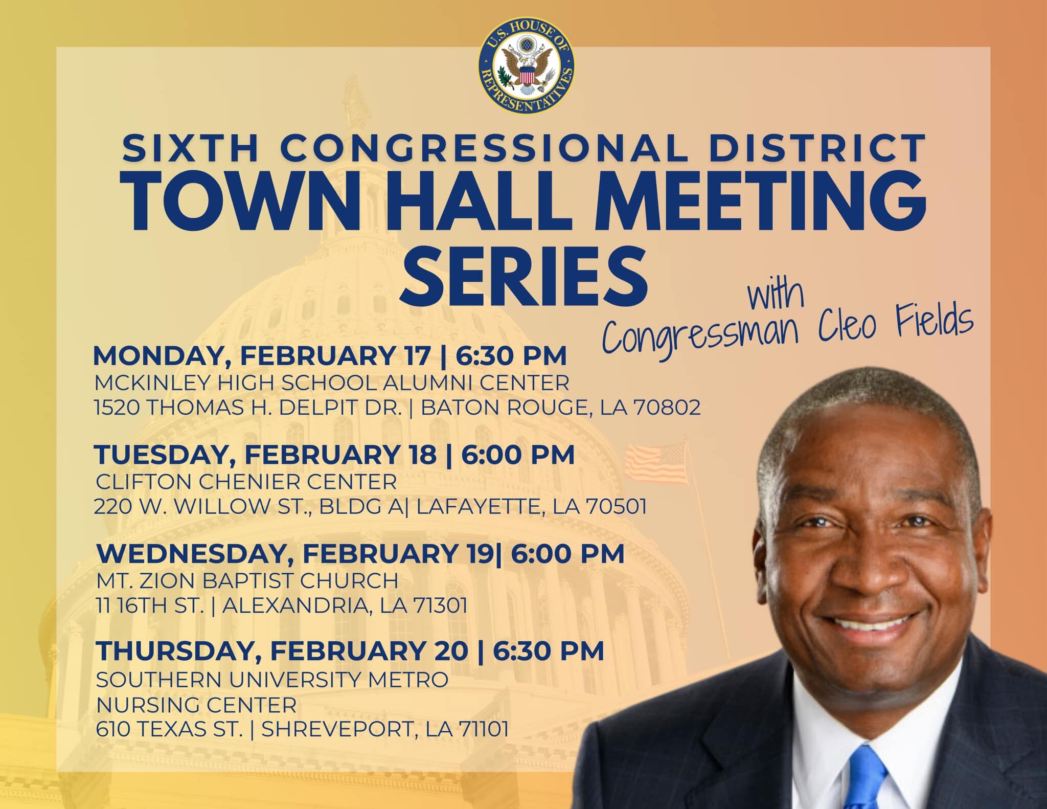 Congressman Cleo Fields to hold town hall meetings throughout district