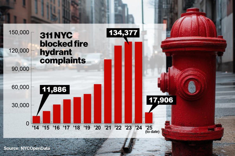 Blocked NYC fire hydrant complaints doubled since pandemic as bike ...