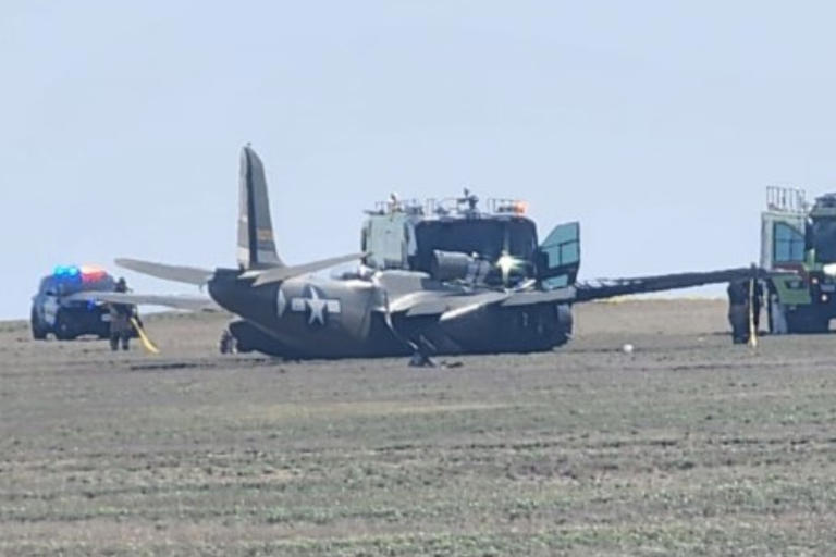 Plane Catches Fire At Texas Air Show