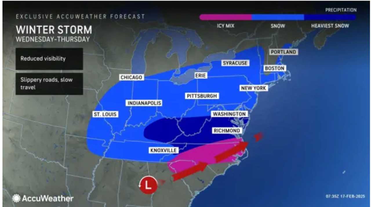 Here Are Latest Snowfall Projections For Storm Headed Toward East Coast
