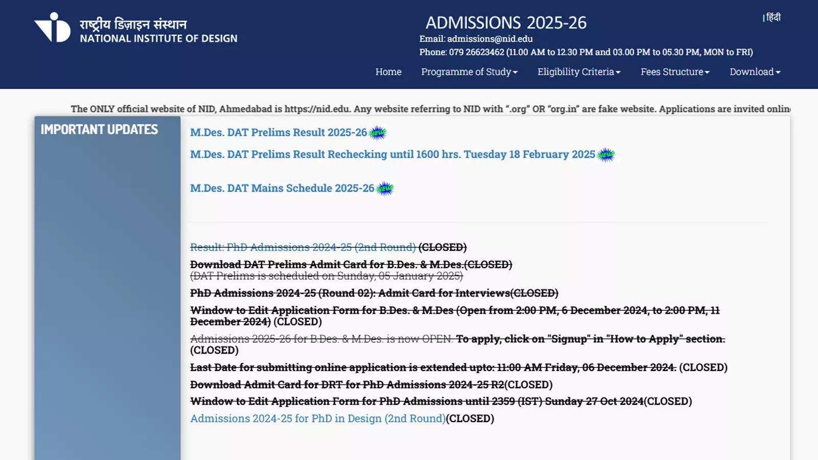 NID DAT result 2025 announced at admissions.nid.edu: Check M.Des ...
