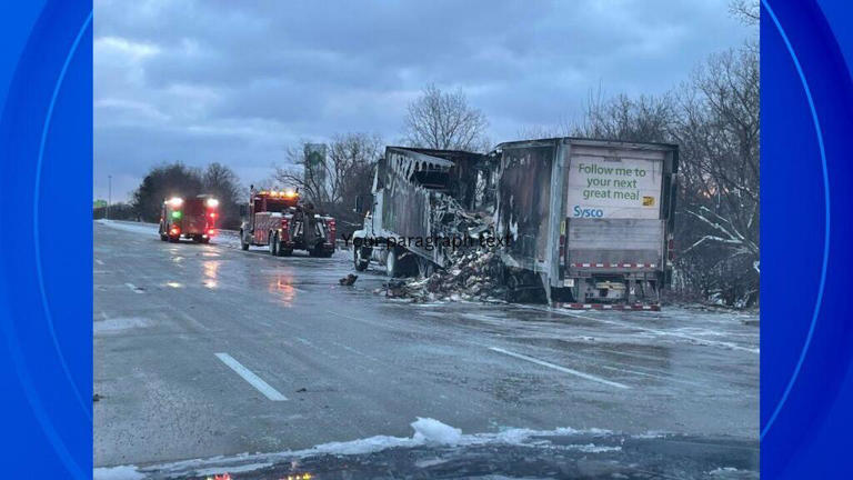 Semi fire shuts down eastbound Interstate 696 near Farmington Hills