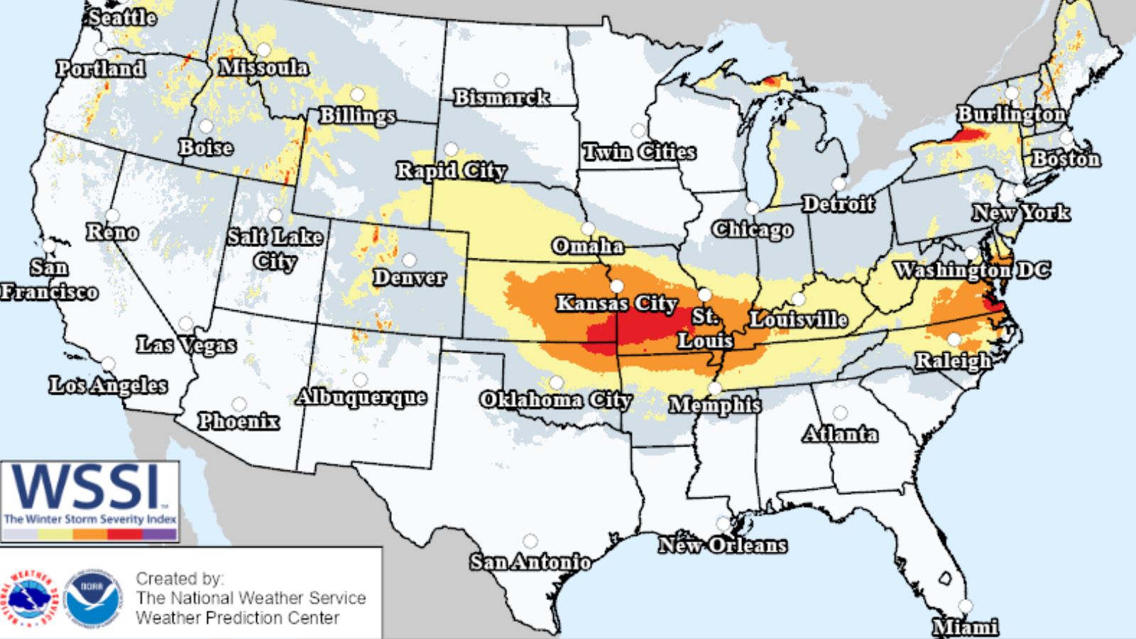Map Reveals Snow 'Red Zones' Across US