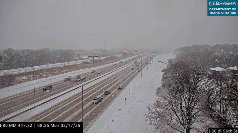 Snowfall totals, road conditions for Nebraska, Iowa from Monday's snow