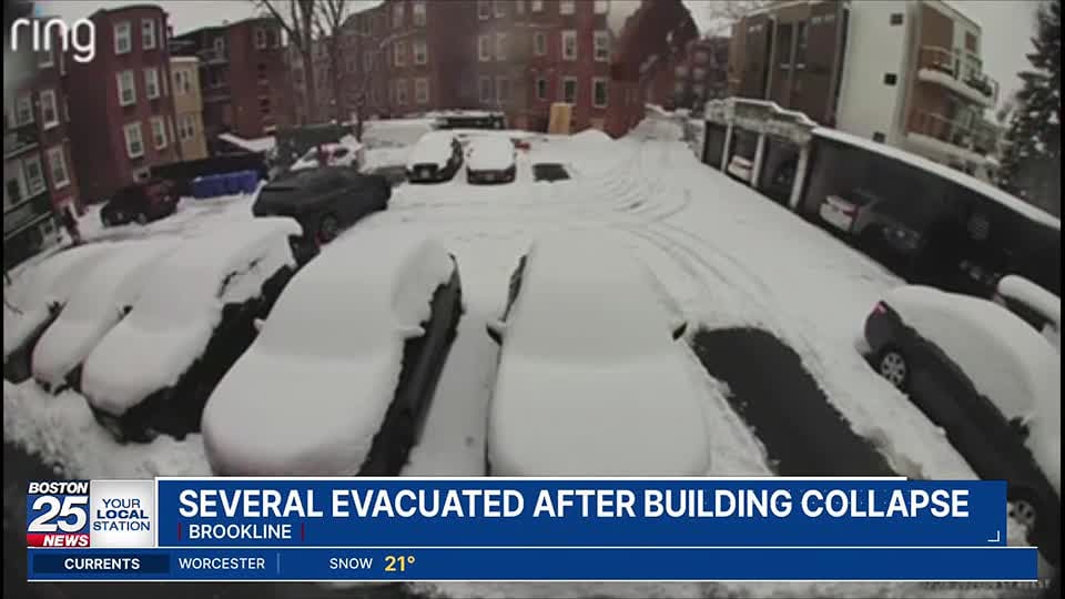 Dramatic video shows moment Brookline building collapsed onto SUV