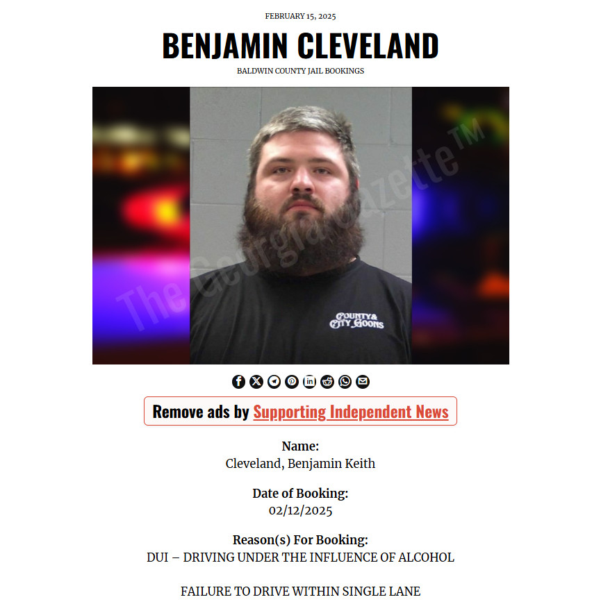 Ben Cleveland arrested for DUI in Georgia