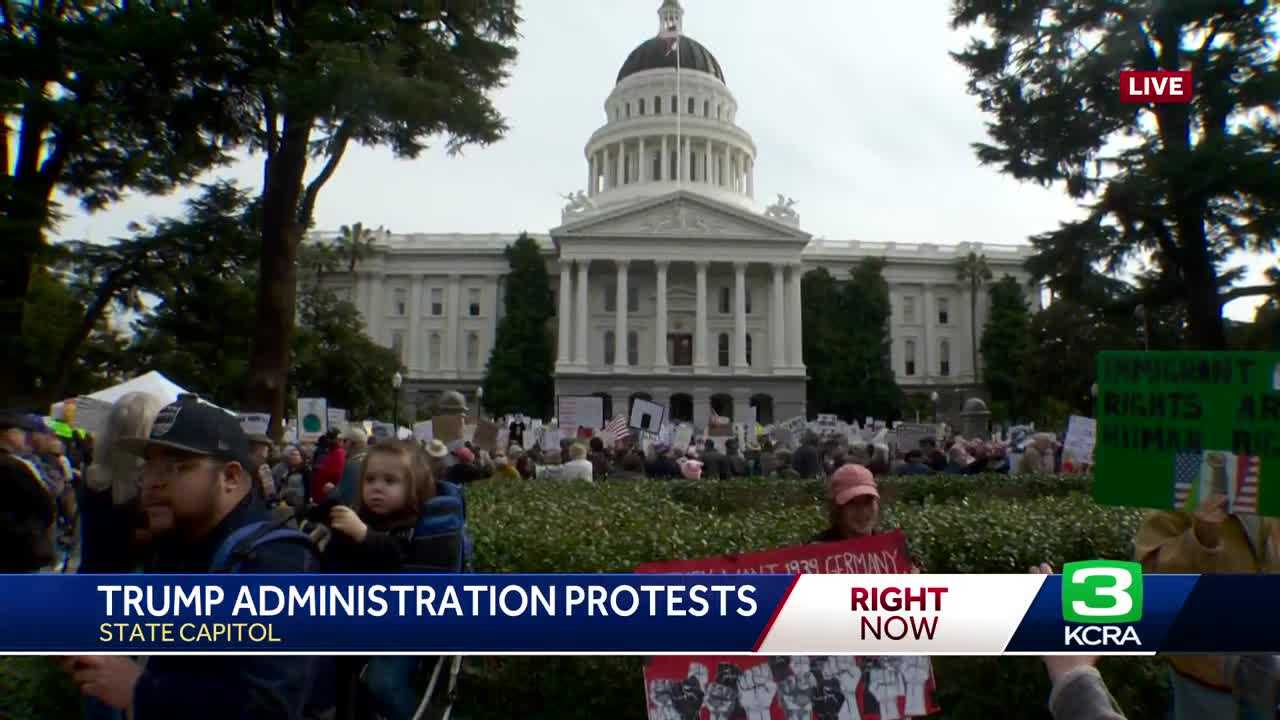 'No king': Sacramento protesters demonstrate against Trump admin. at ...