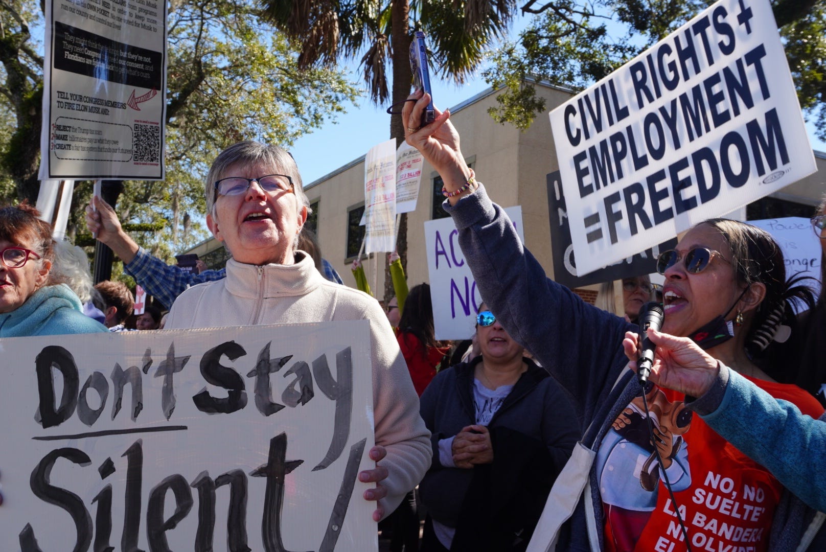 Gainesville protesters join 50501 Movement against policies, actions of ...