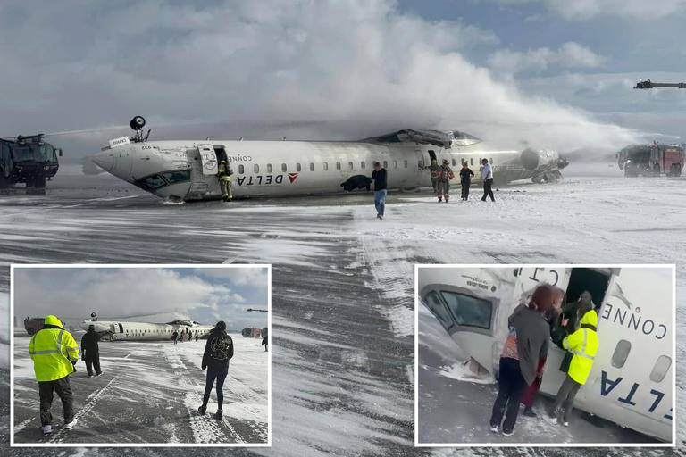 Delta Air Lines confirms no fatalities after plane crashes, flips ...