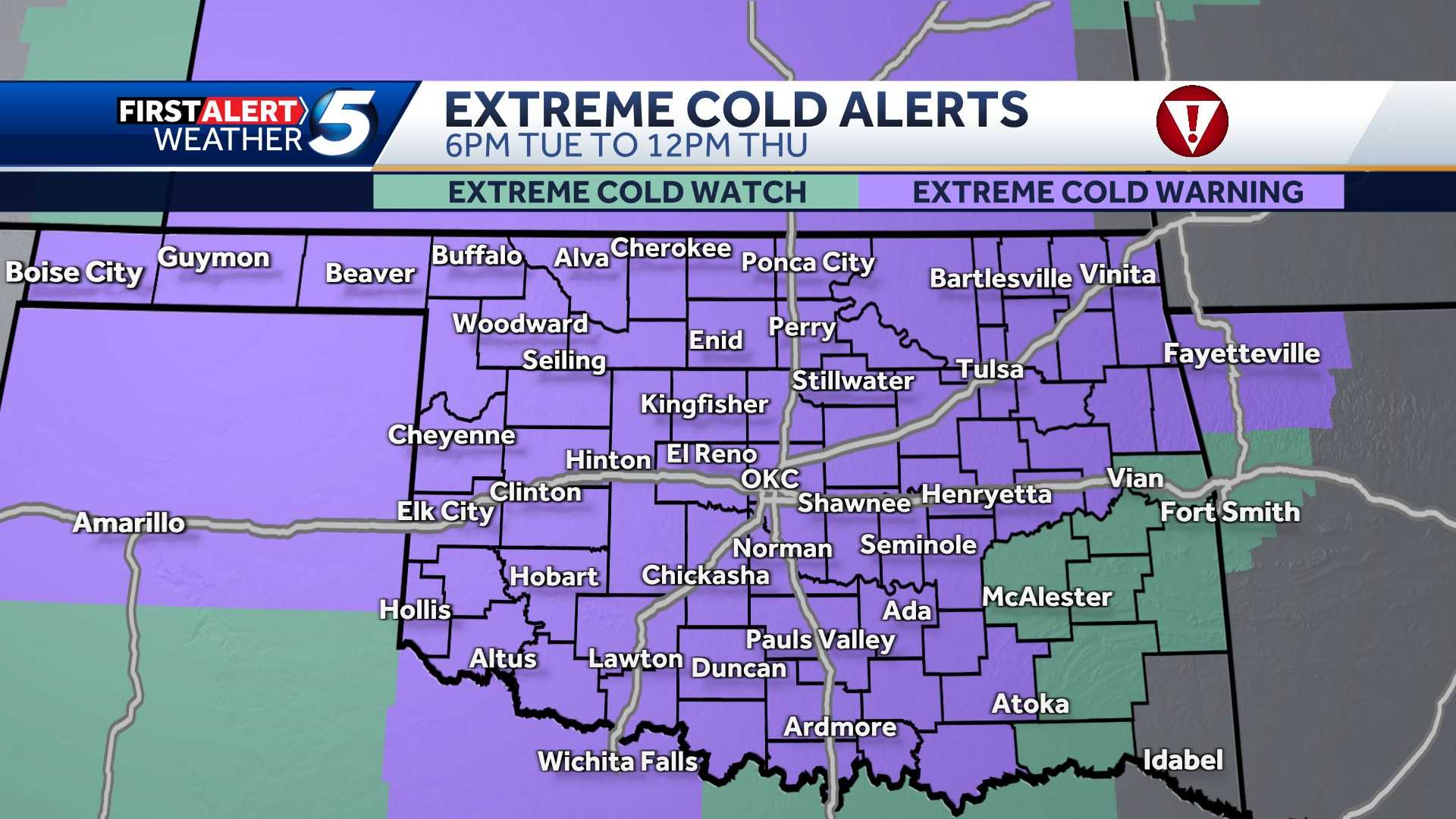 UPDATES: Extreme cold warning expanded to include OKC metro, most of ...