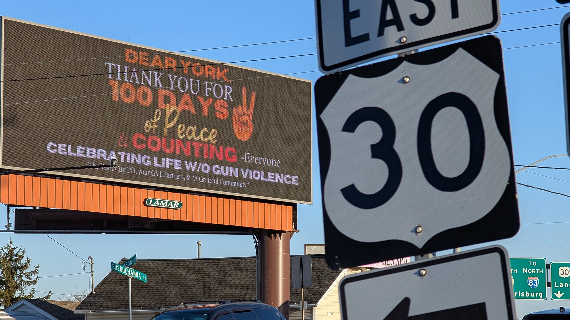 Billboards mark '100 Days of Peace' in York City - 100 days without gun ...