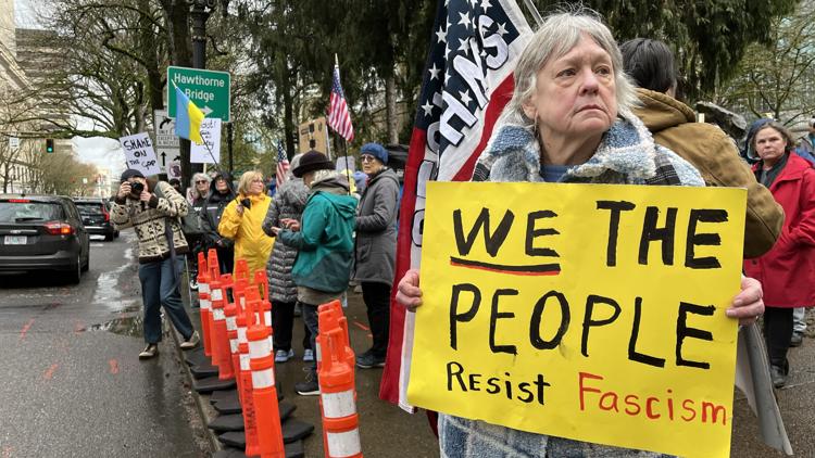 Protesters in Portland, Vancouver and Salem focus on Trump and Musk