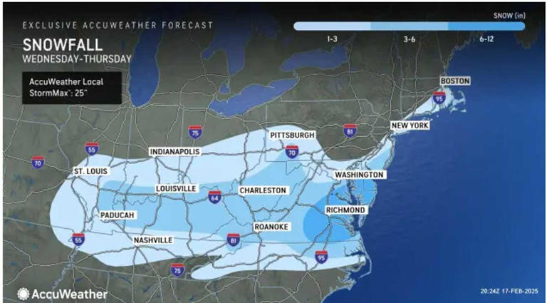 Here Are Latest Snowfall Projections For Storm Headed Toward East Coast