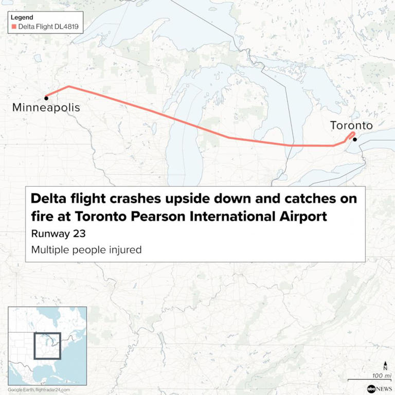 Delta plane crashes, overturns in Toronto; all survive, officials say