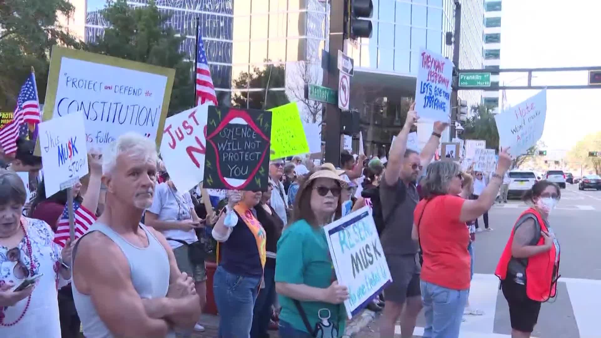 Protestors in Tampa push back against Trump's ban on transgendered ...