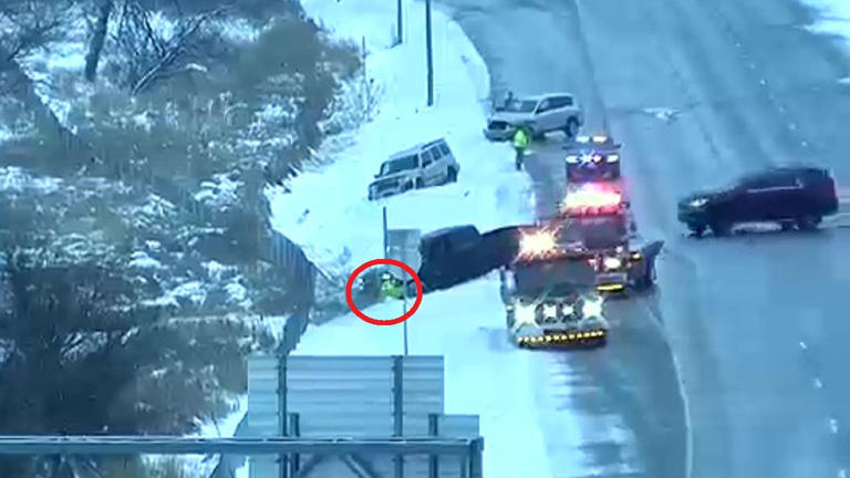 Tow truck driver pinned after truck hit by out-of-control SUV in Forest ...