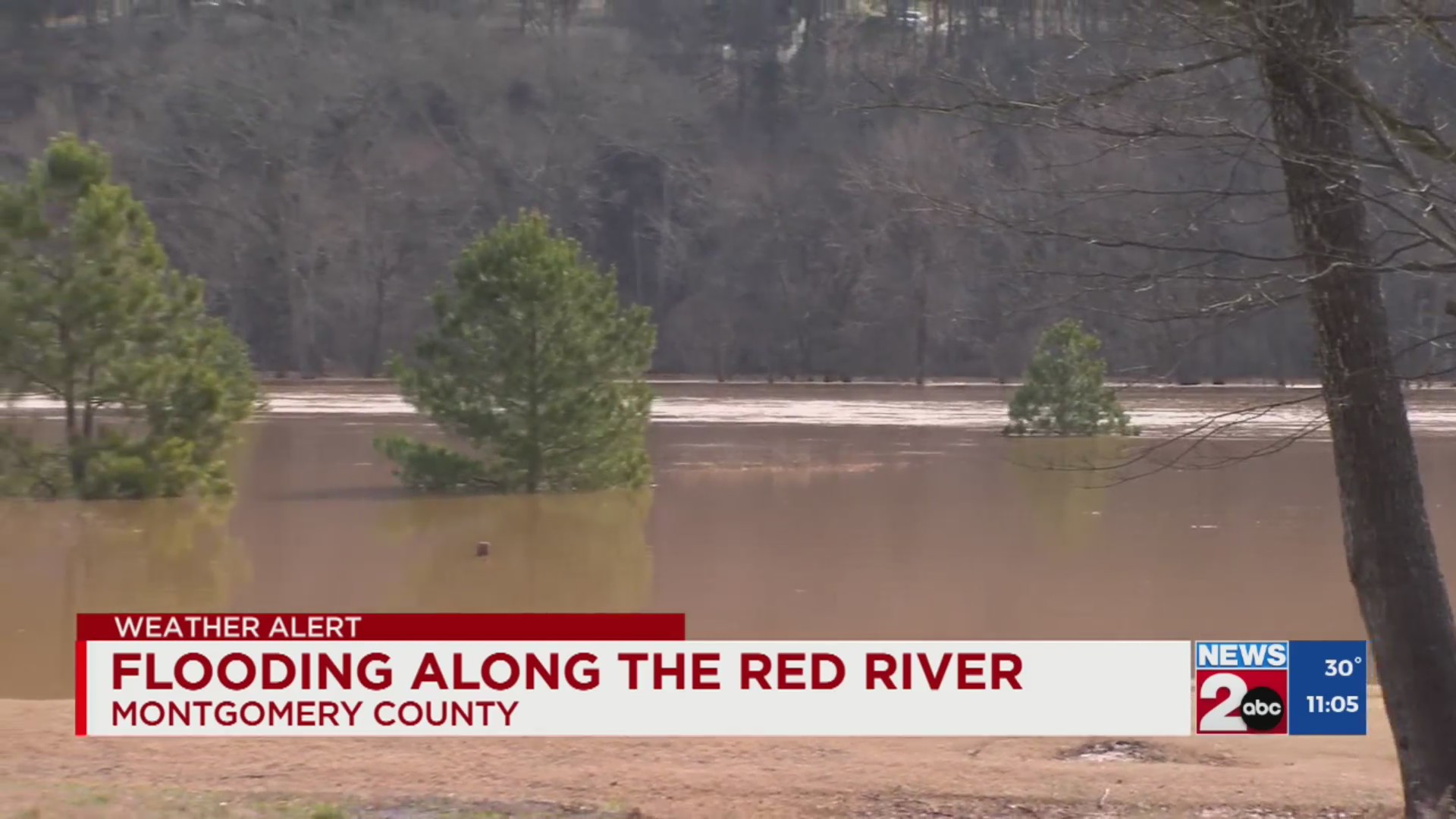 Flooding along the Red River in Montgomery County
