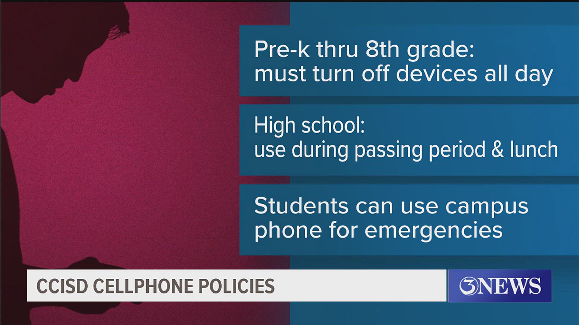 CCISD rules 2024-25 rules changed ahead of legislature vote to ban cell phones from classrooms