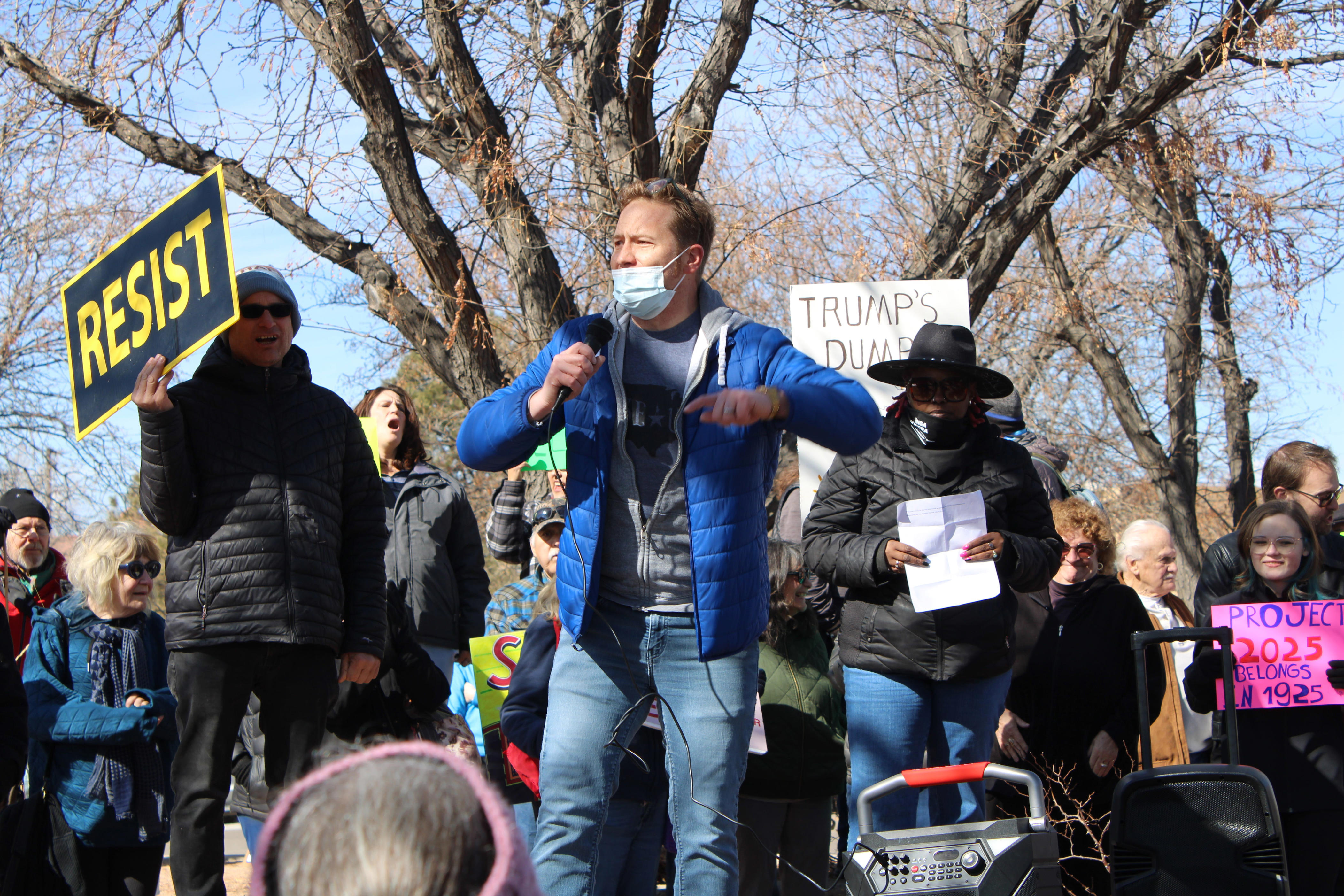 'Stop the Coup': More than 100 people protest Donald Trump on ...