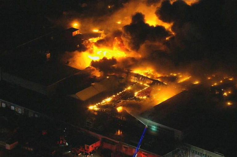 Huge fire breaks out as Jenkintown warehouse 'explodes' with workers ...