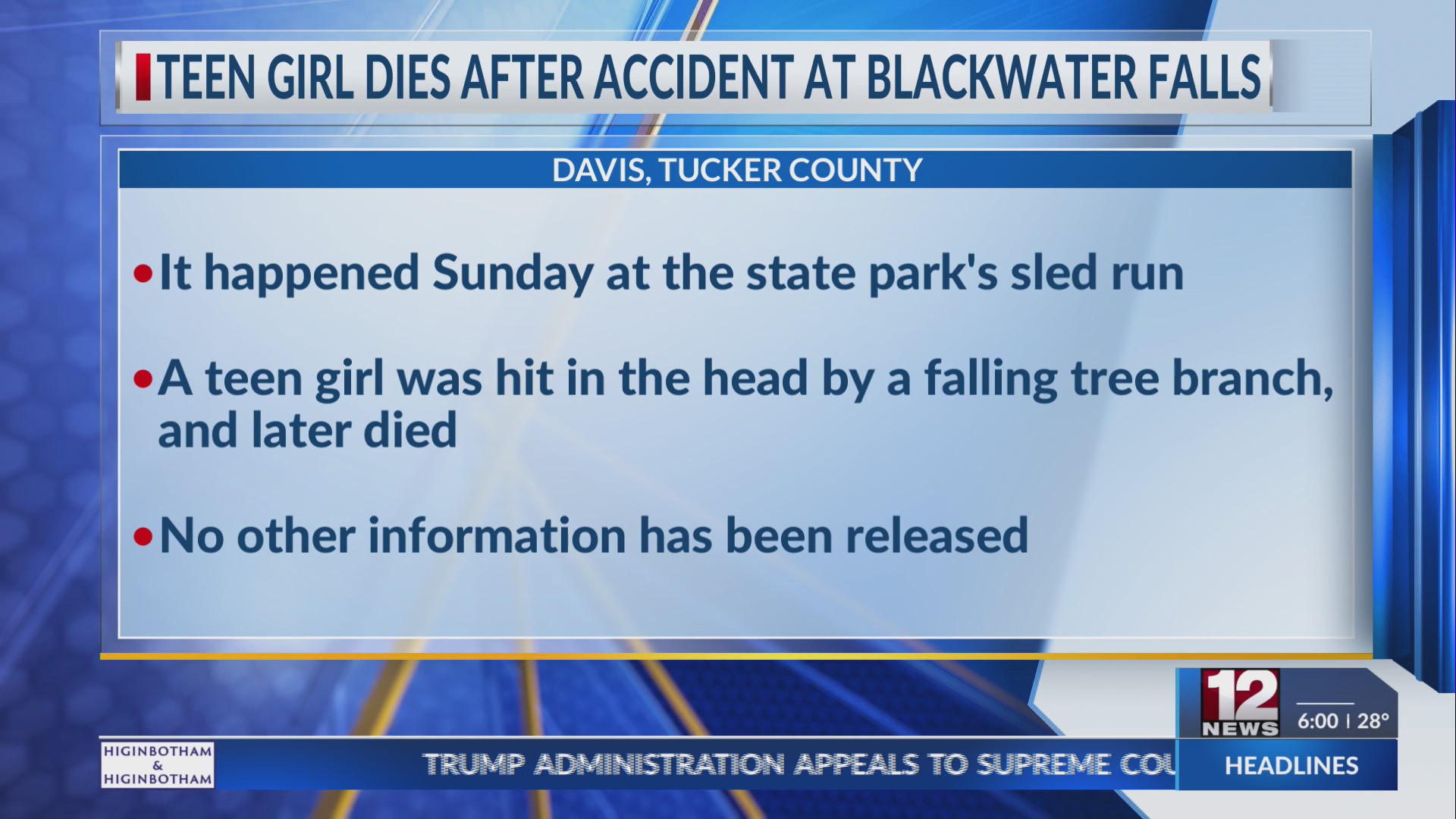14-year-old dies at Blackwater Falls sled run