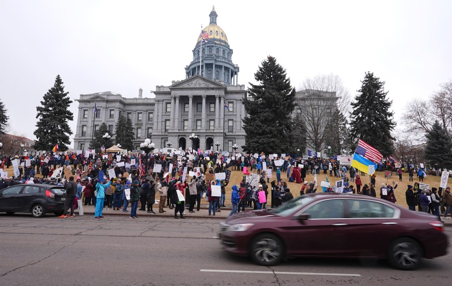 Protestors rally at Colorado Capitol against Trump’s policies, Elon Musk