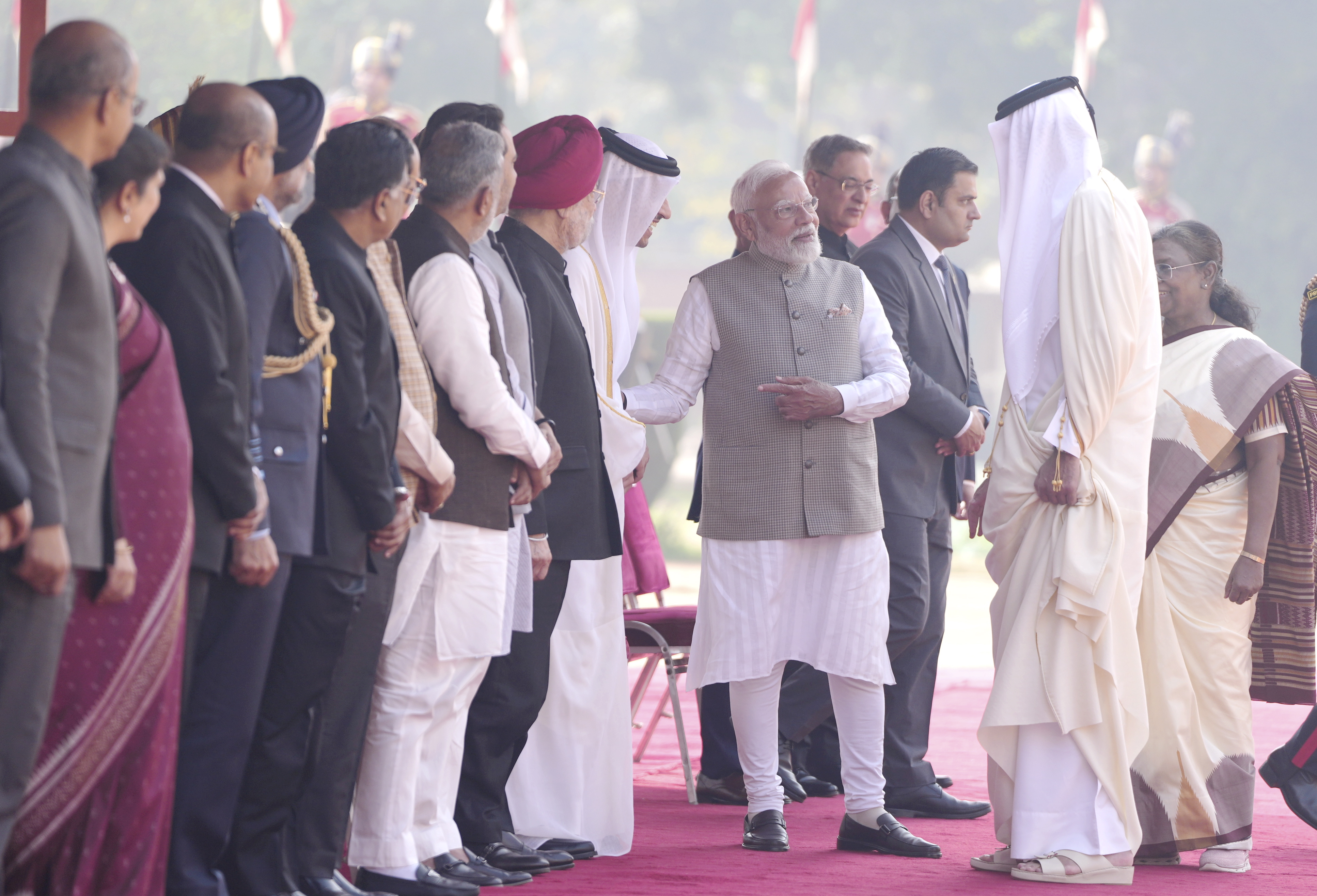 PM Modi welcomes Amir of Qatar at Hyderabad House