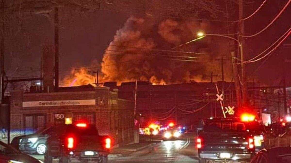 Watch: Raging fire engulfs SPS Technologies in Abington township