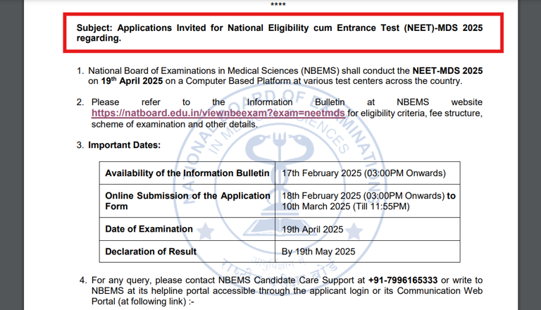 NEET MDS 2025 registration begins at natboard.edu.in, direct link to ...