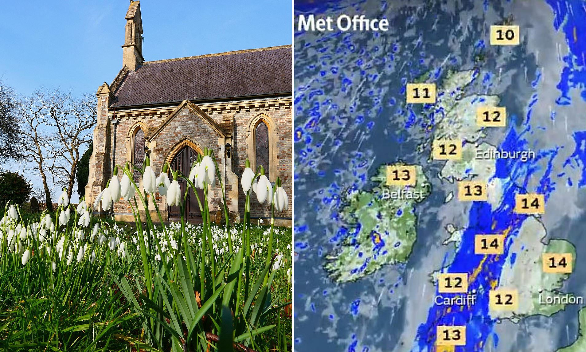Weather maps reveal where temperatures could hit a balmy 14C