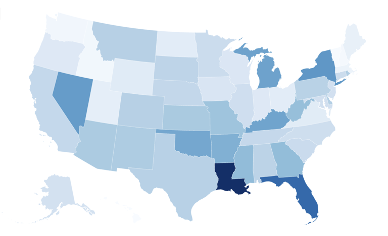 Map Shows States With Highest Car Insurance Costs