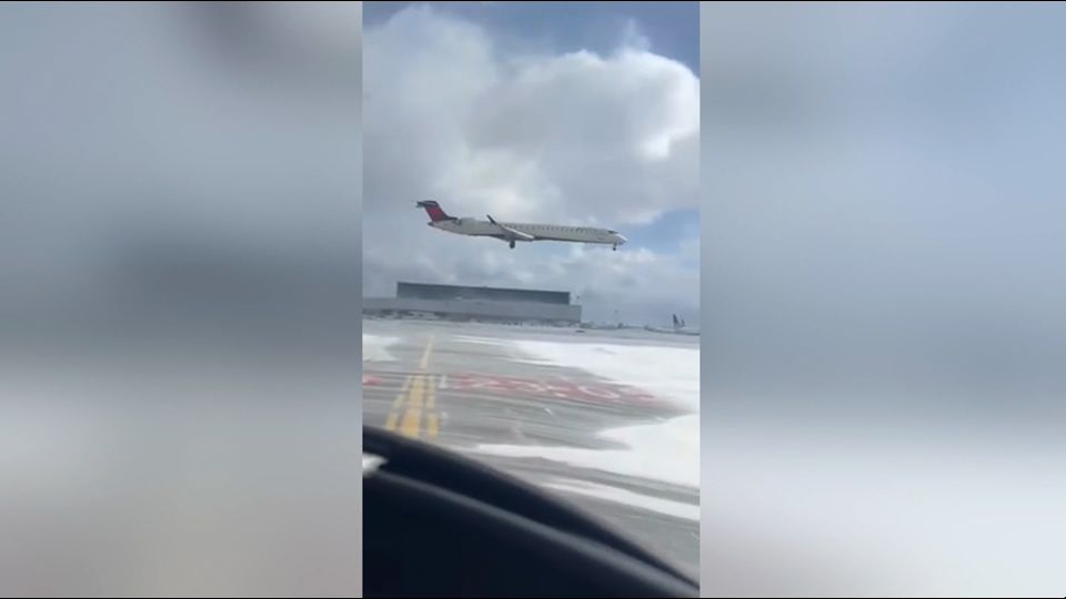 New video shows moment Delta plane flips upside down while landing