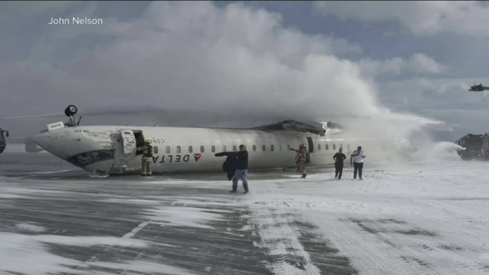 Video shows inside of Delta Airlines plane that flipped upside down
