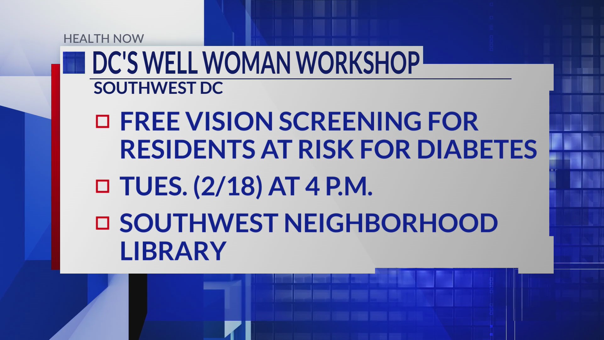 DC to hold free vision screenings through 'Well Woman Workshop'